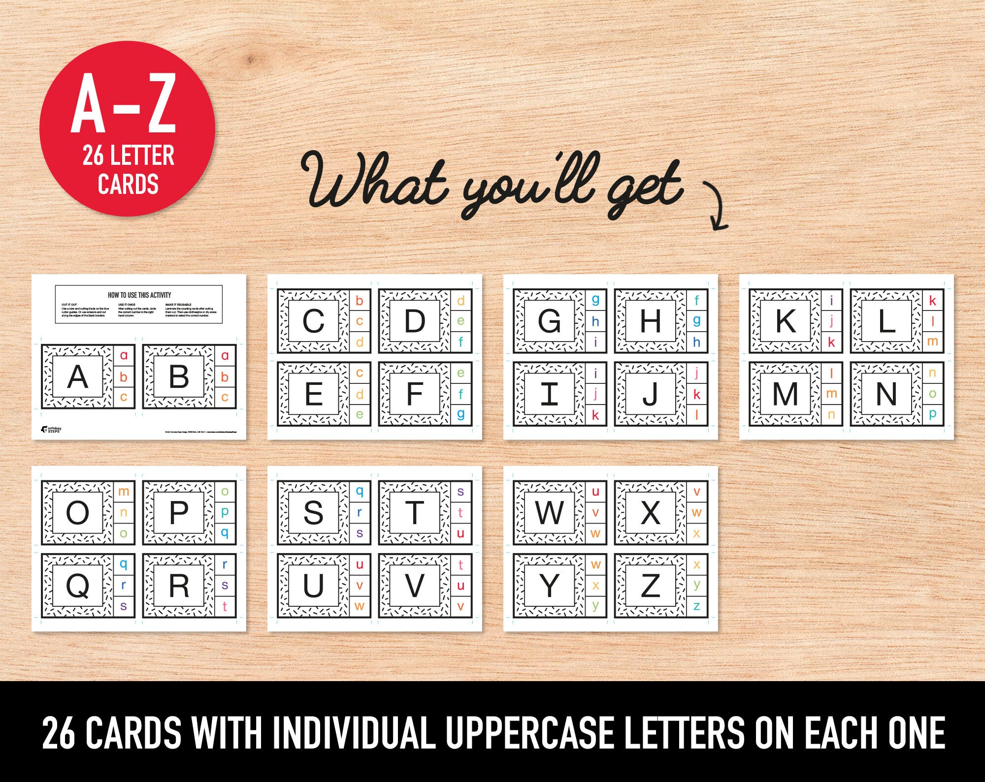 26 Printable Alphabet Matching Cards, A-Z Uppercase & Lowercase Letter ...