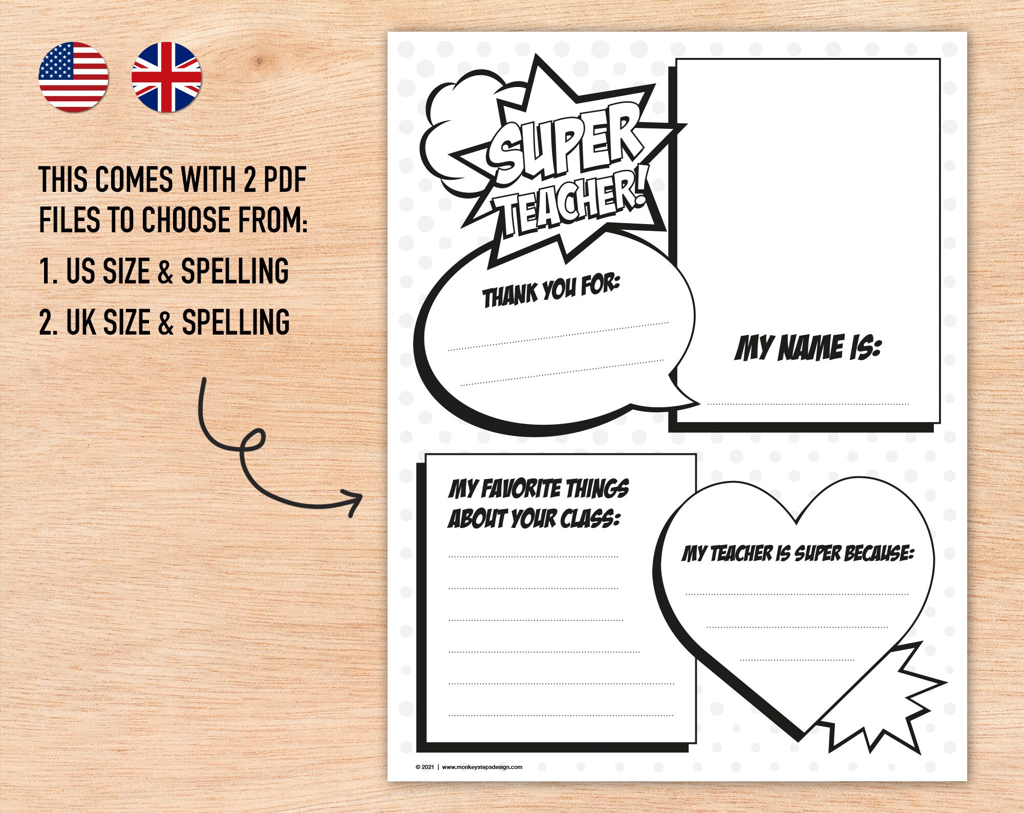 Thank You Super Teacher Printable Template End of School - Etsy