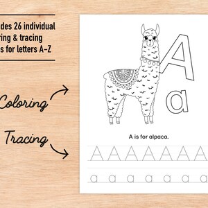 A-Z Animal Alphabet Tracing & Coloring Worksheets 26 - Etsy