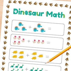 Dinosaur Math Worksheets, Kindergarten & Preschool Printables, Basic ...