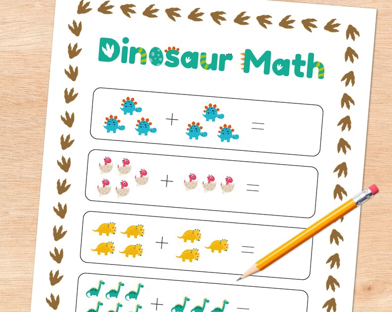 Dinosaur Math Worksheets Kindergarten & Preschool Printables - Etsy