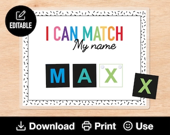Editable Name Matching Activity (4 Letter Name): Early Learning ...