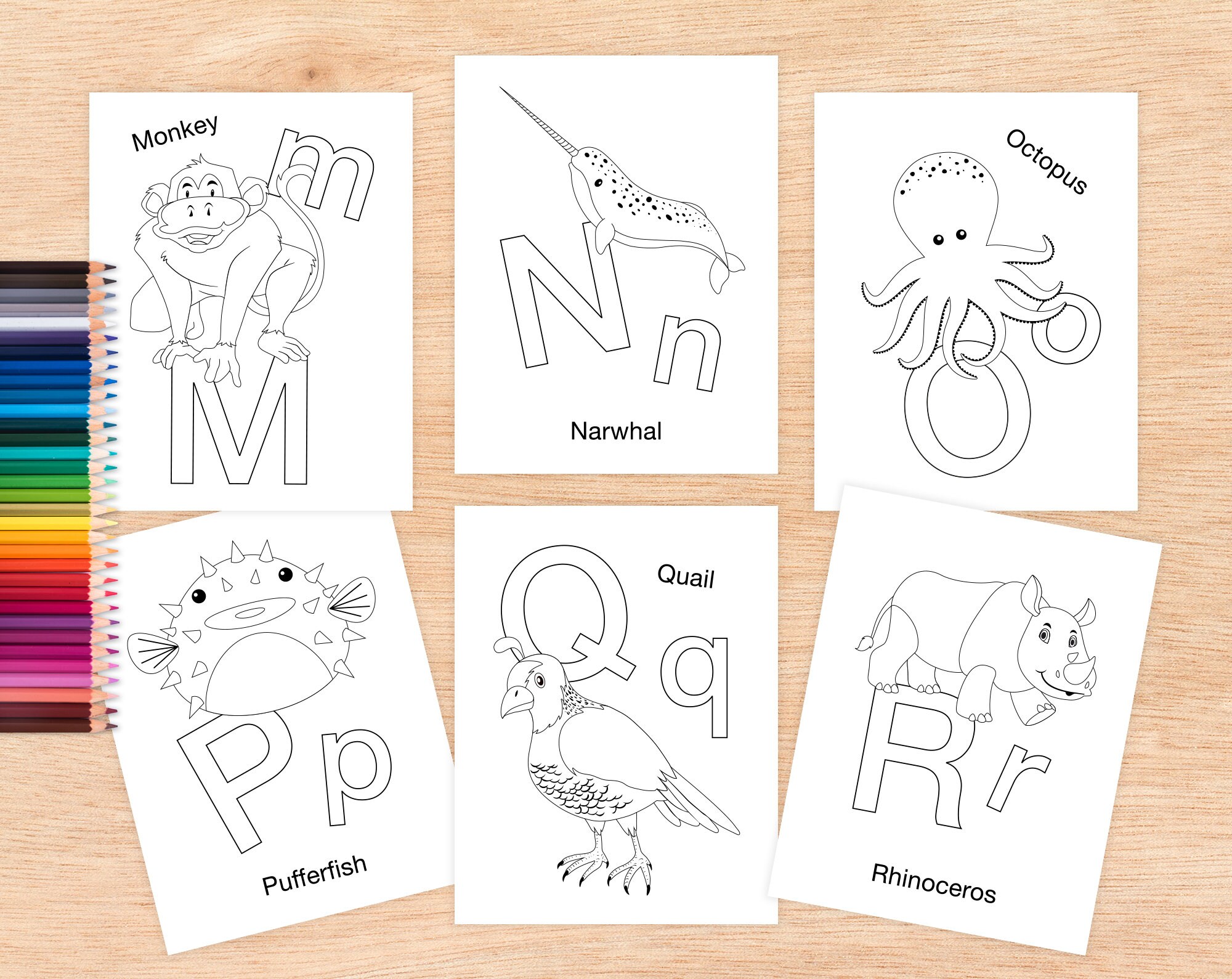 26 Animal ABC Coloring Sheets A-Z Printable Pages for | Etsy UK