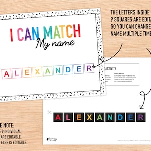 Editable Name Matching Activity (9 Letter Name), I Can Spell My Name ...