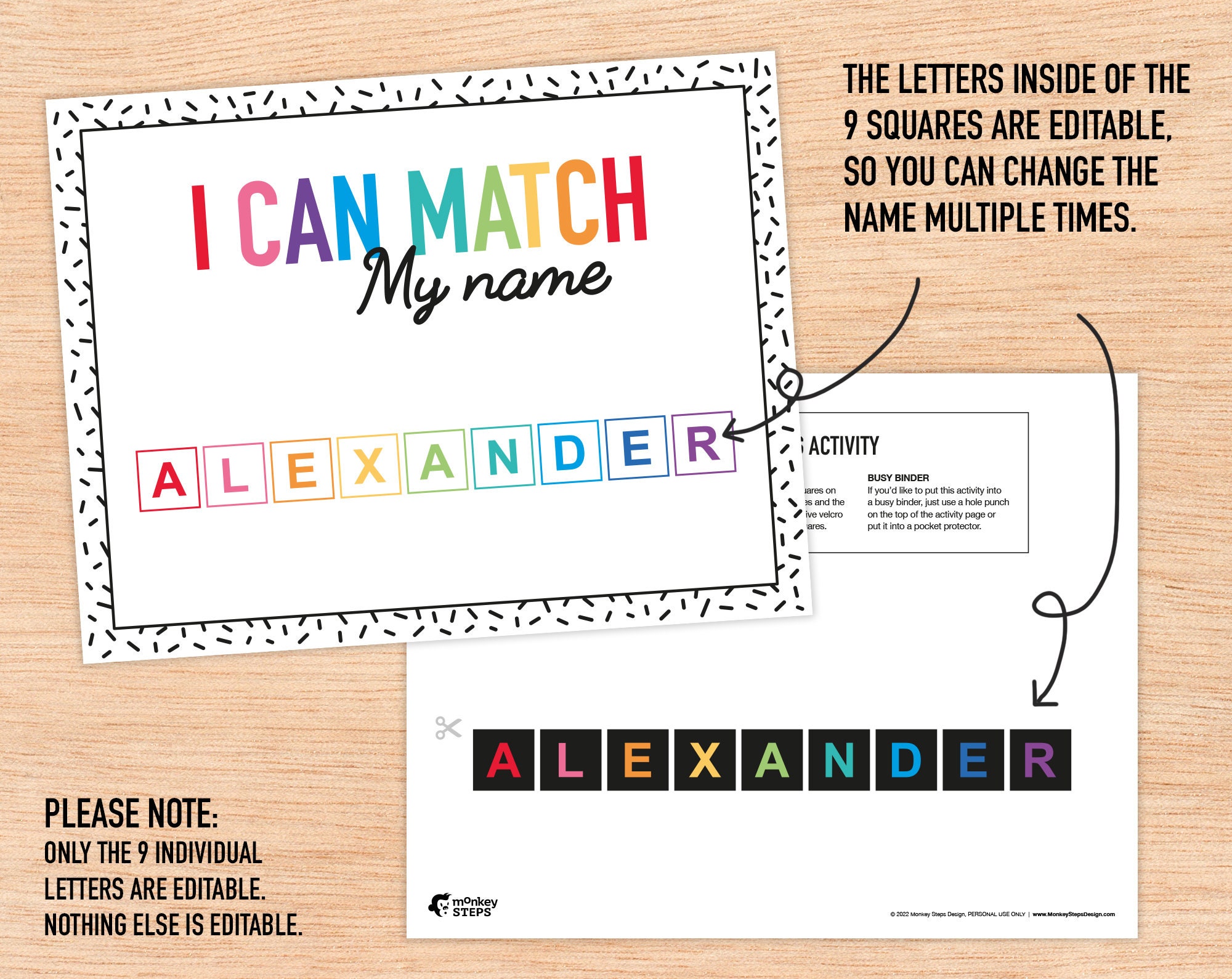 Editable Name Matching Activity 9 Letter Name I Can Spell - Etsy Australia