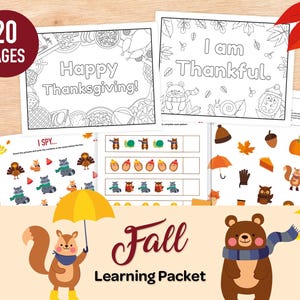 Fall Preschool Busy Binder Printables, Autumn Learning Packet, 20 Pages ...