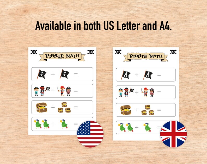 Pirate Themed Math Worksheets for Kindergarten or Preschool Kids, Basic ...