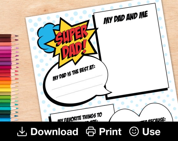 All About Super Dad Printable Happy Fathers Day Kids - Etsy