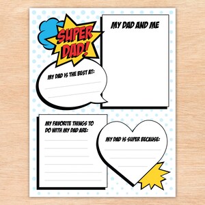All About Super Dad Printable, Happy Fathers Day, Kids Activity Page ...