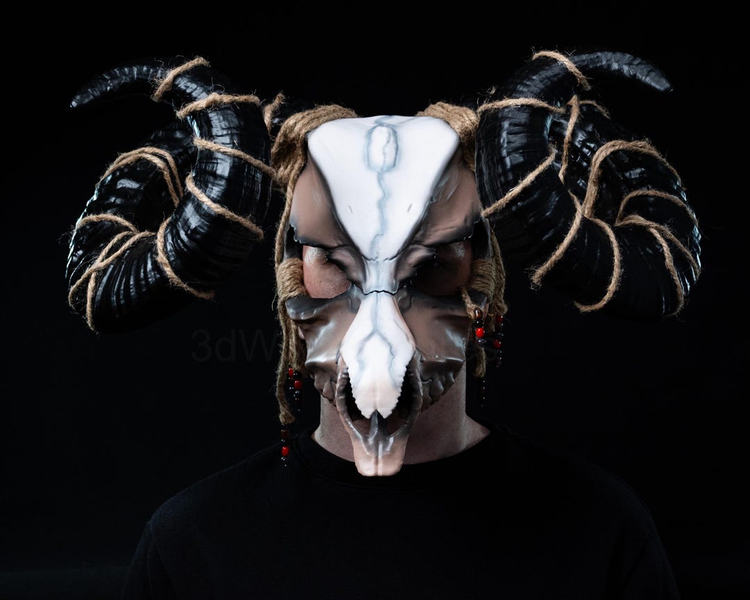 Voodoo Mask – Demon Horned Skull Mask – Wendigo Skull Mask – Tribal ...