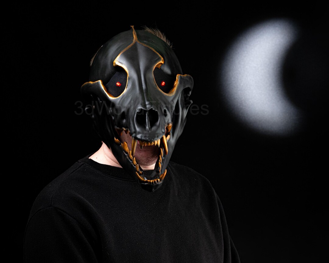 Wolf Skull Mask With Movable Jaw – Scary Halloween Costum – 3D Printed ...