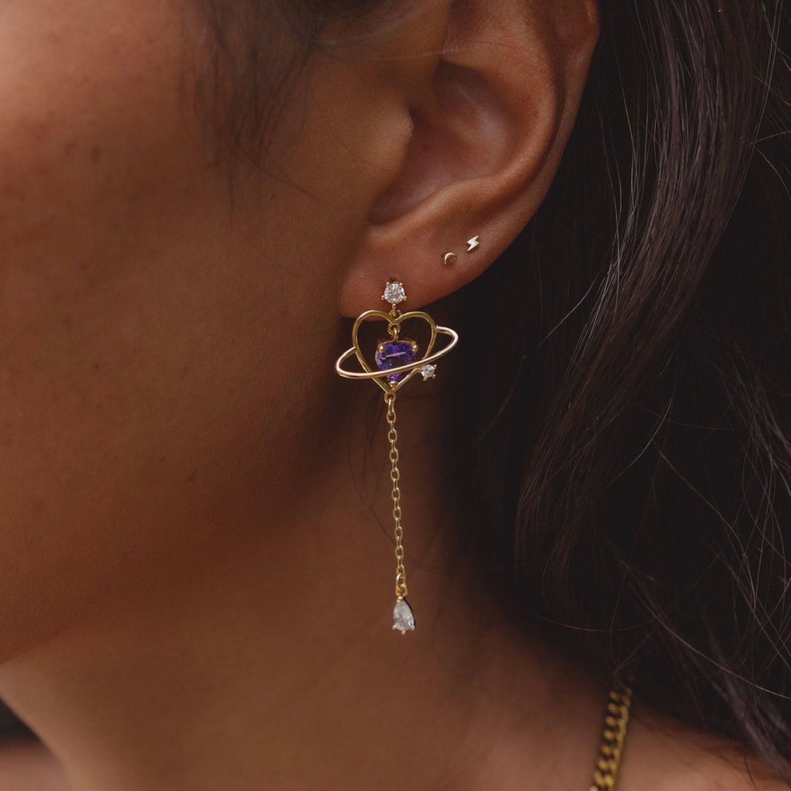 Tiny Lightning Stud Earring/ Star, Moon, Cloud, Astrology, Horoscope ...