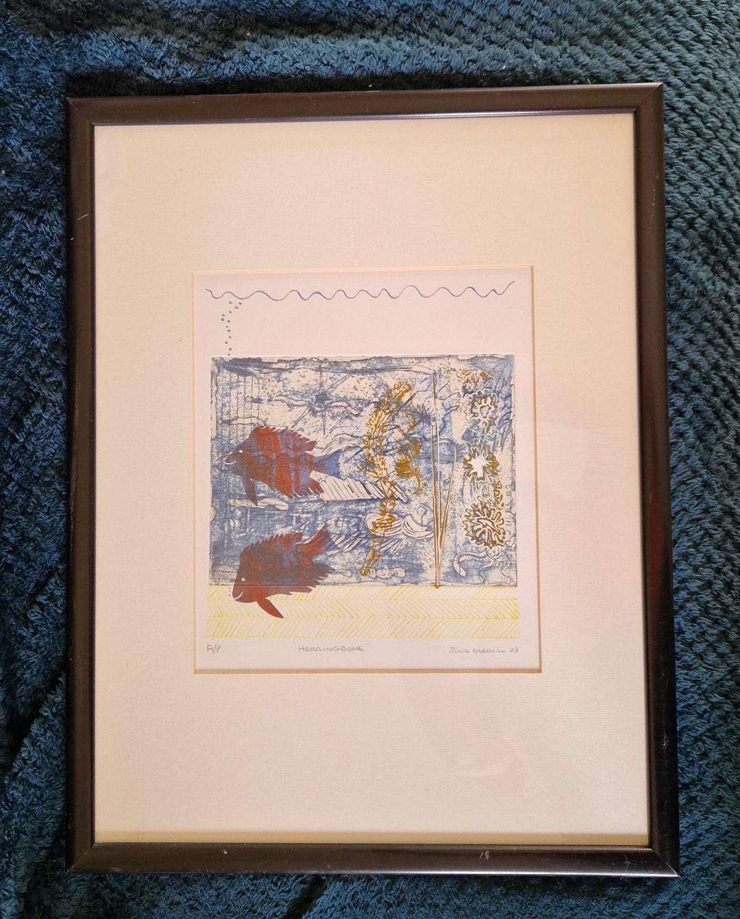 Herringbone. Copper Plate Etching, With Screen Printed Fish and Hand ...