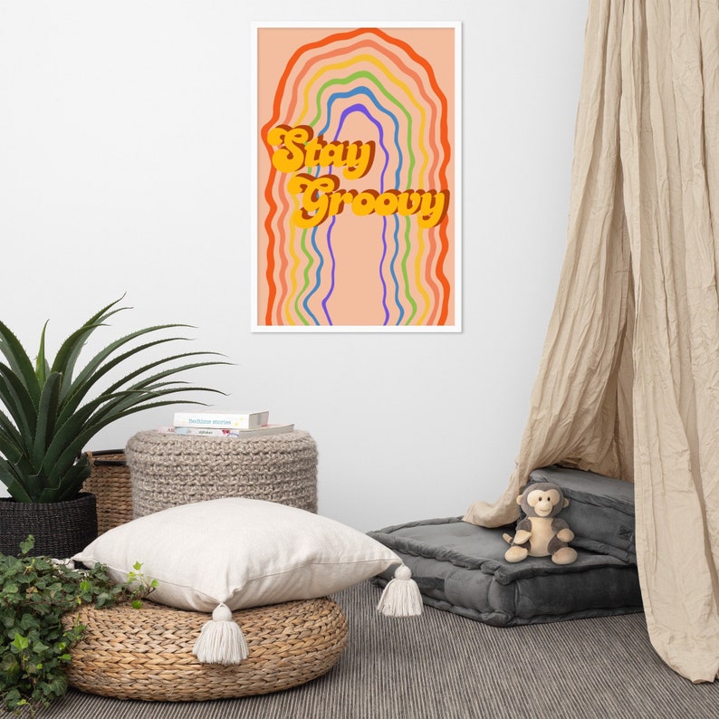 Stay Groovy Retro Rainbow 70s Inspired Printable Picture | Colorful ...