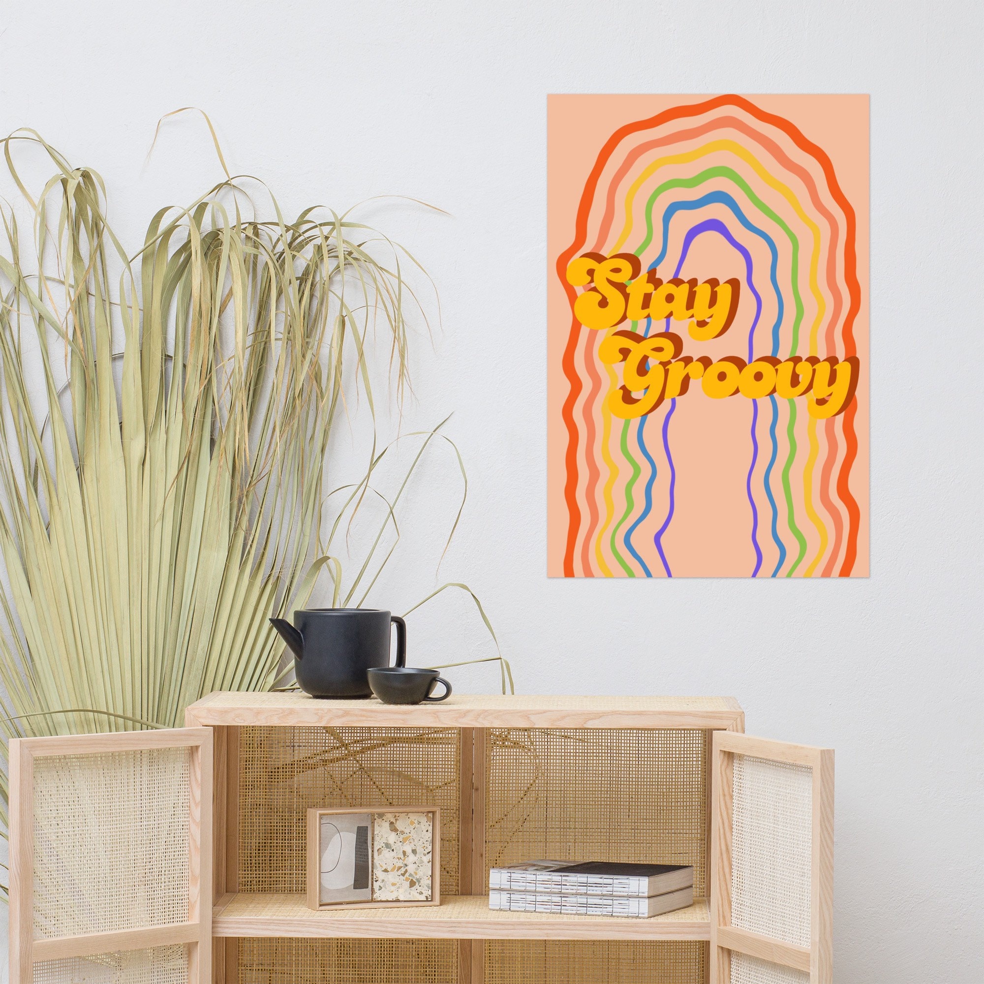 Stay Groovy Retro Rainbow 70s Inspired Poster Print | Matte Colorful ...