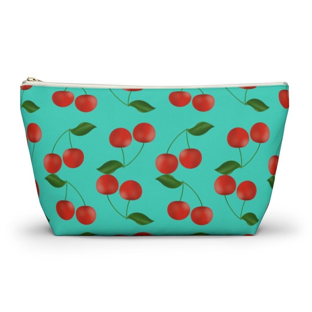 Vintage Style Retro Cherry Pattern Accessory Pouch | Cosmetic Bag ...