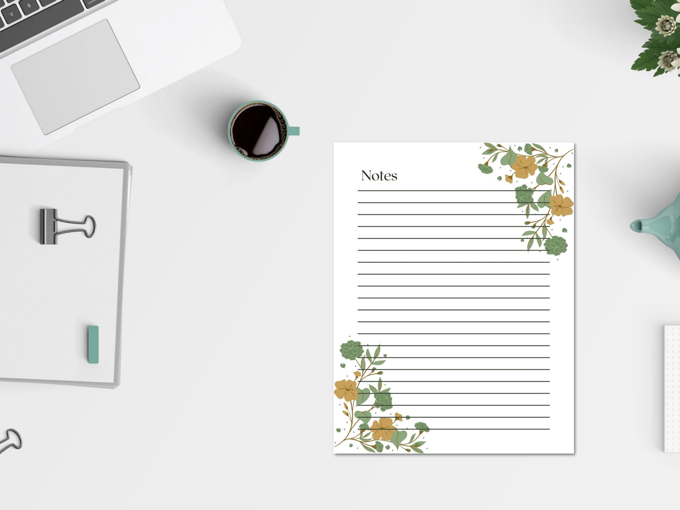 Printable Stationery Paper Floral Lined Note Paper PDF Goodnotes ...