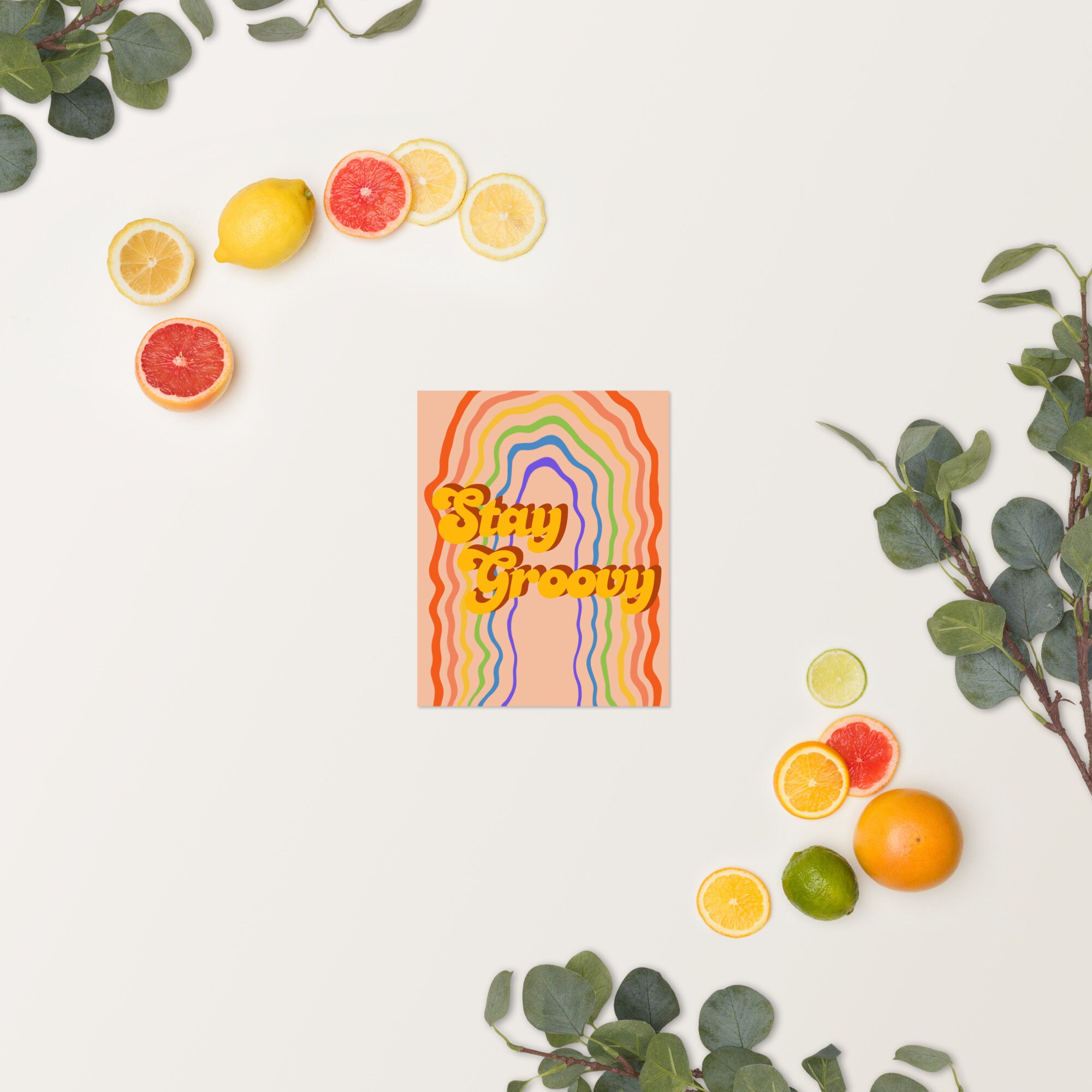 Stay Groovy Retro Rainbow 70s Inspired Poster Print Matte Colorful Wall ...