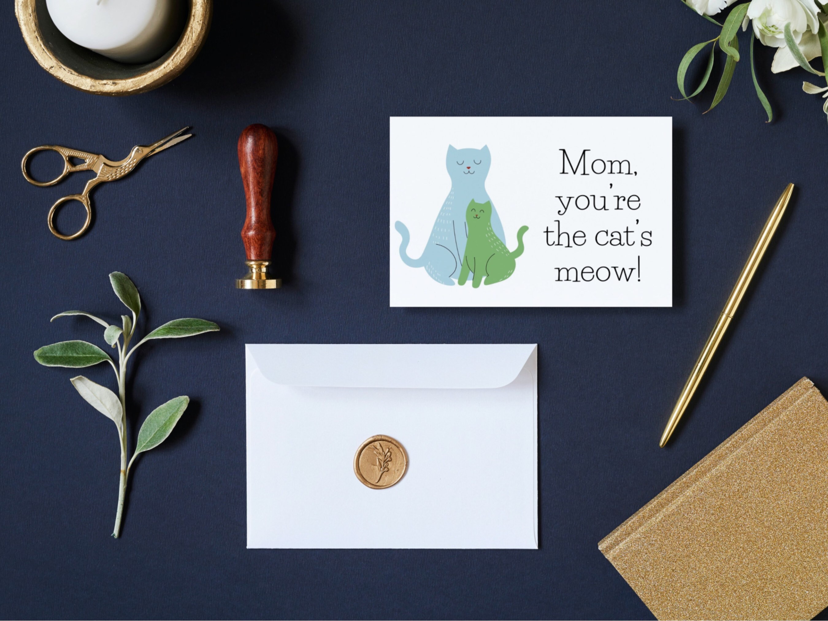 Printable Mothers Day Card Funny Cute Cat Animal Cartoon Pun Birthday ...