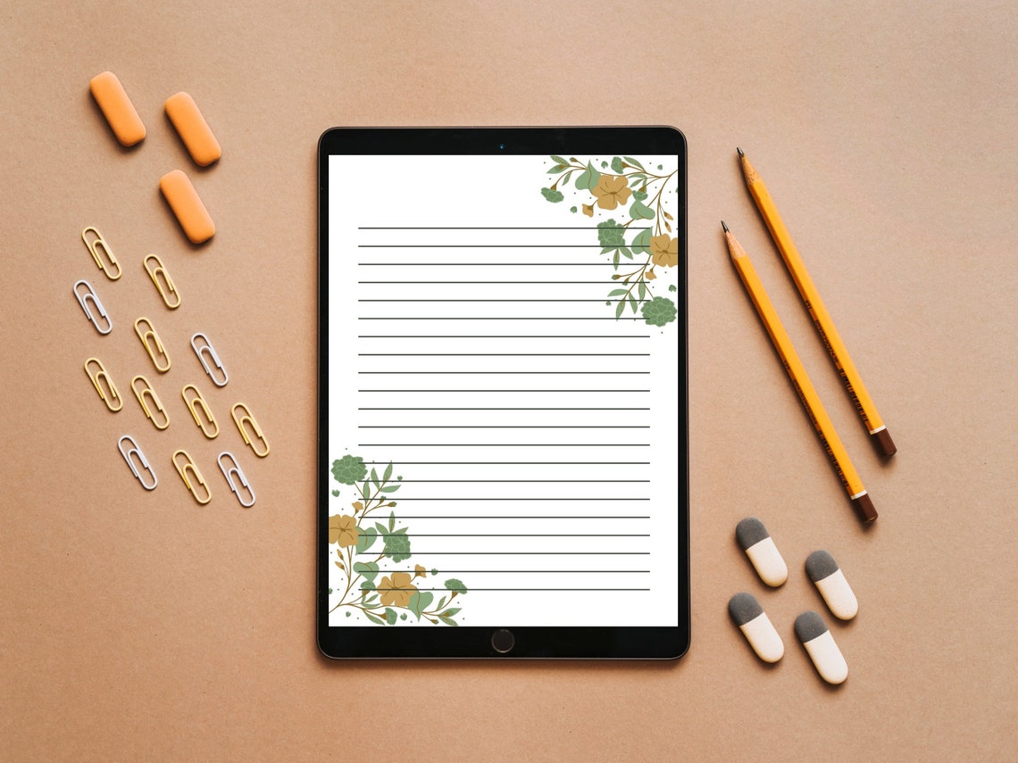 Printable Stationery Paper Floral Lined Note Paper PDF Goodnotes ...