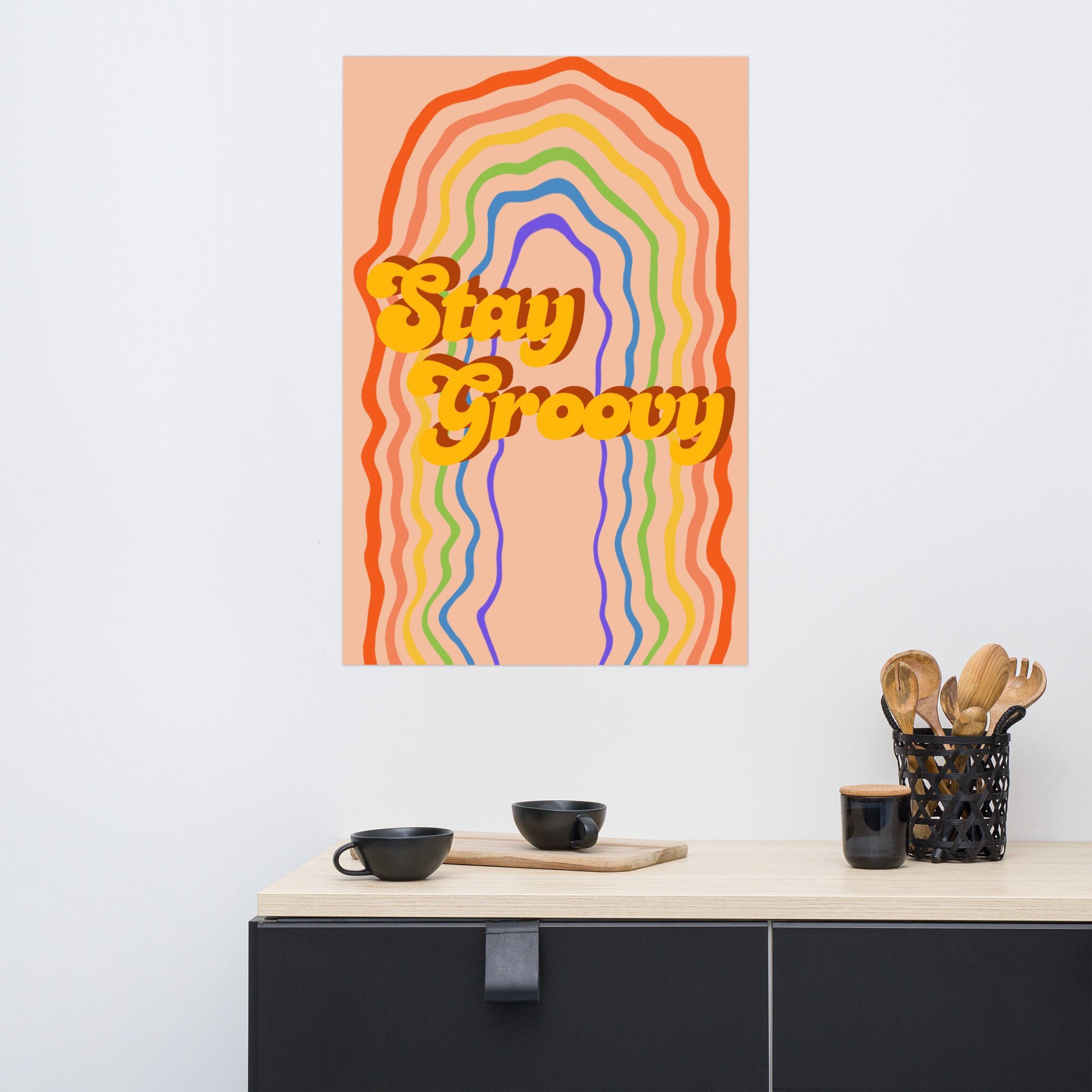 Stay Groovy Retro Rainbow 70s Inspired Poster Print Matte Colorful Wall ...