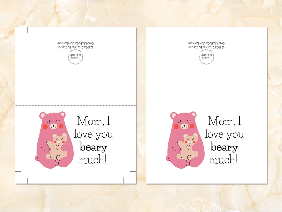 Printable Mothers Day Card Funny Cute Bear Animal Cartoon Pun Birthday ...
