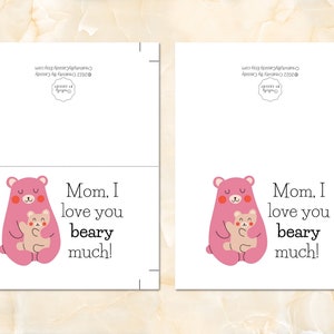 Printable Mother’s Day Card | Funny Cute Bear Animal Cartoon Pun ...