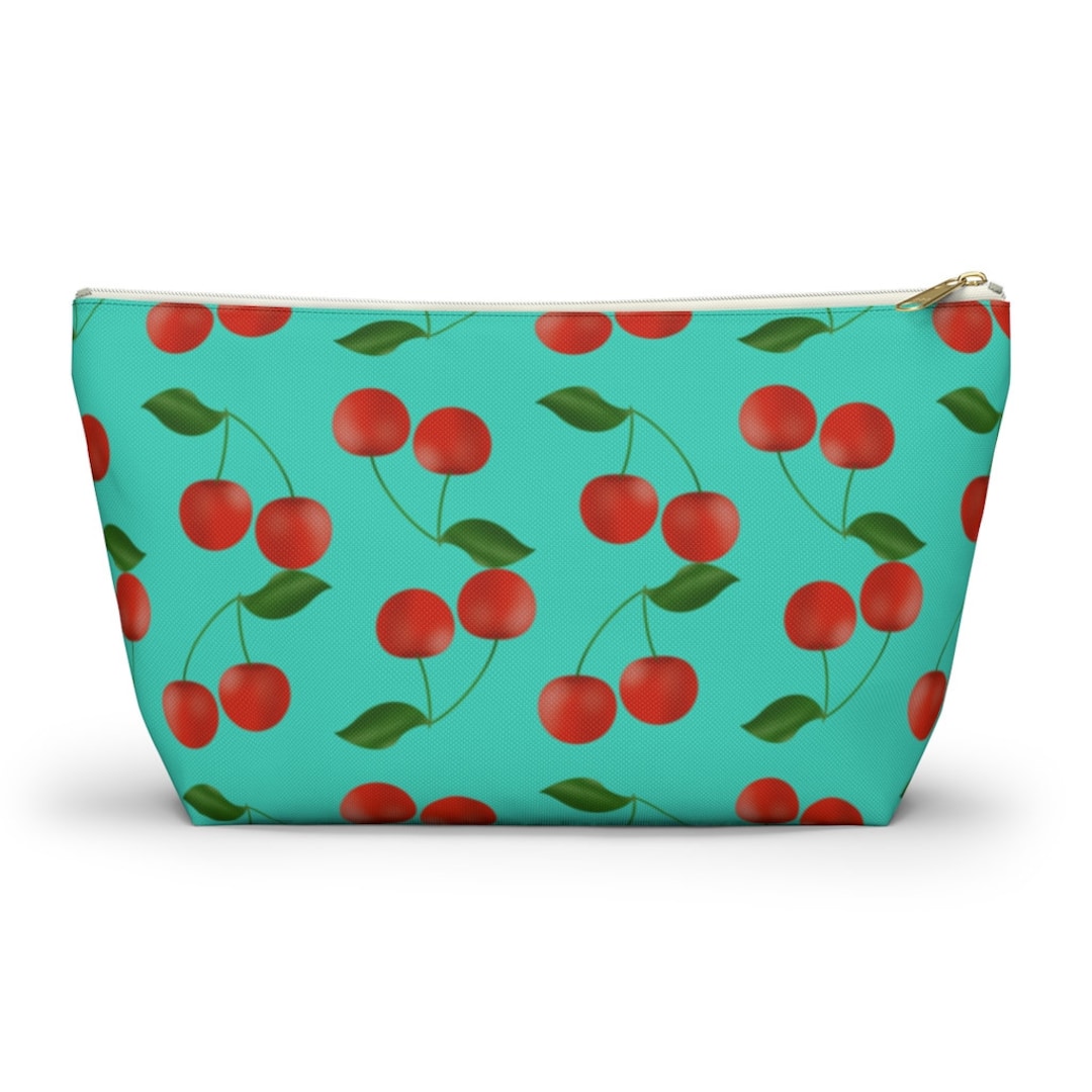 Vintage Style Retro Cherry Pattern Accessory Pouch | Cosmetic Bag ...