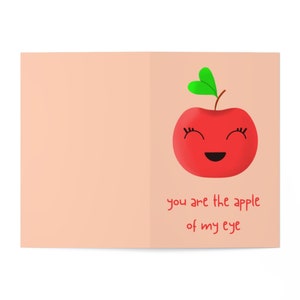 You Are the Apple of My Eye Cute Cartoon Apple Valentines Day Greeting ...