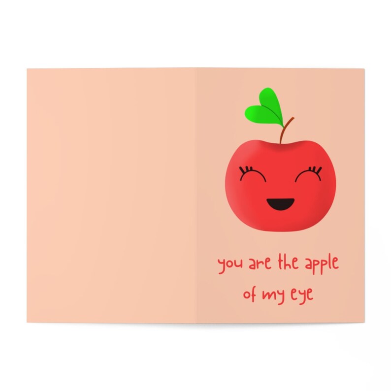 You Are the Apple of My Eye Cute Cartoon Apple Valentines Day Greeting ...