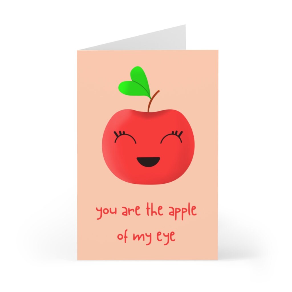 You Are the Apple of My Eye Cute Cartoon Apple Valentines Day Greeting ...