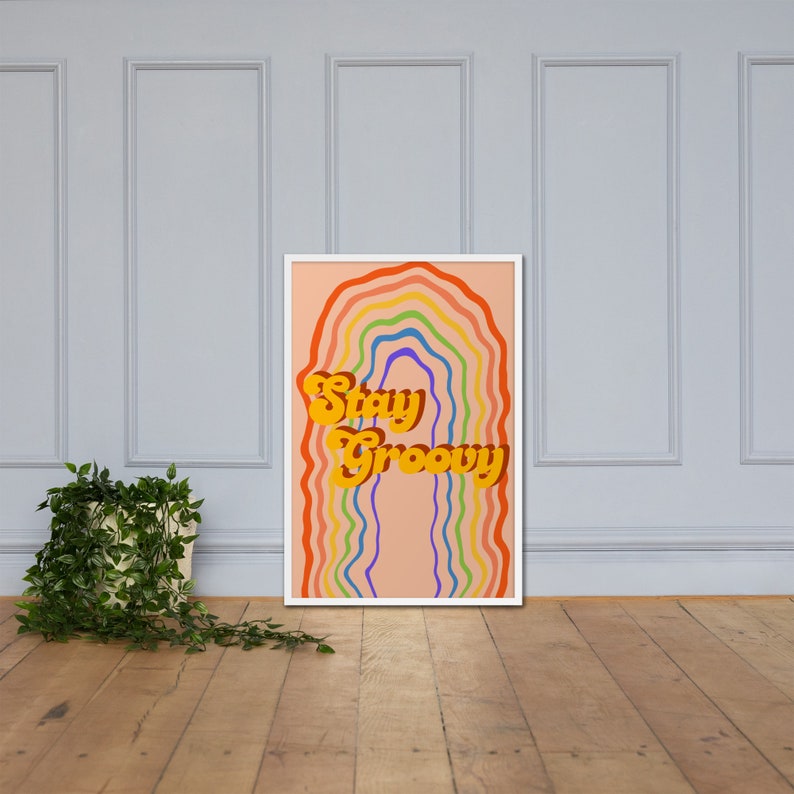 Stay Groovy Retro Rainbow 70s Inspired Printable Picture | Colorful ...