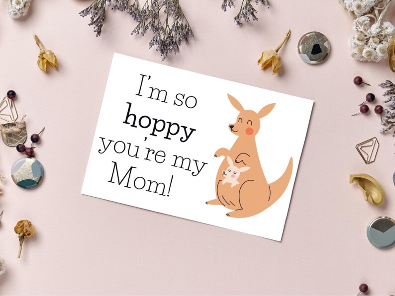 Printable Mother’s Day Card | Funny Cute Kangaroo Animal Cartoon Pun ...
