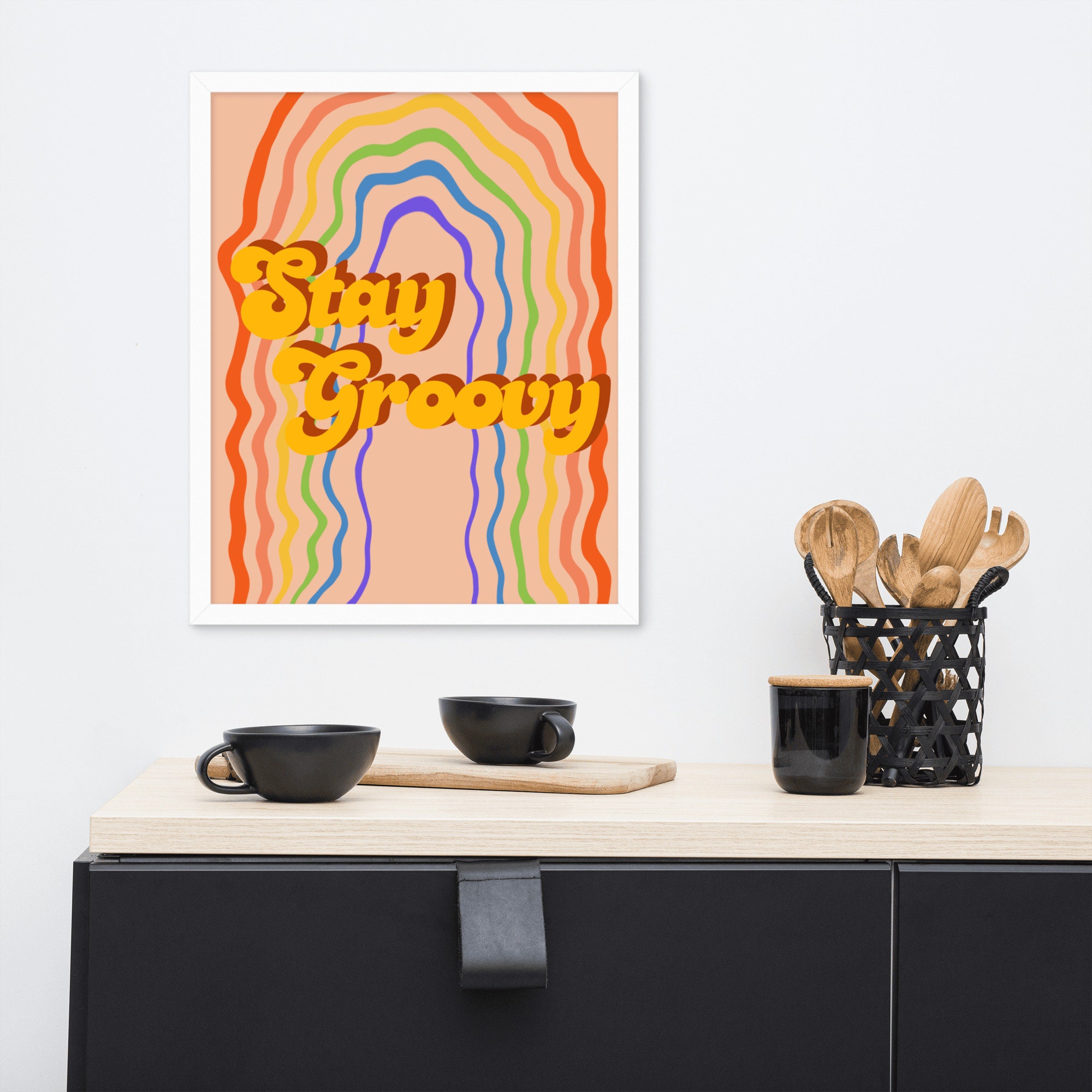 Stay Groovy Retro Rainbow 70s Inspired Printable Picture | Colorful ...