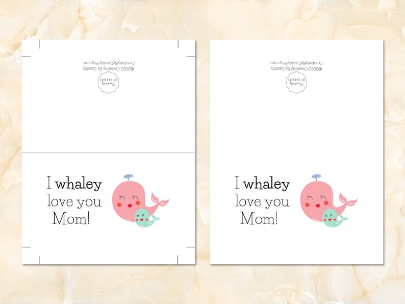 Printable Mother’s Day Card | Funny Cute Whale Animal Cartoon Pun ...