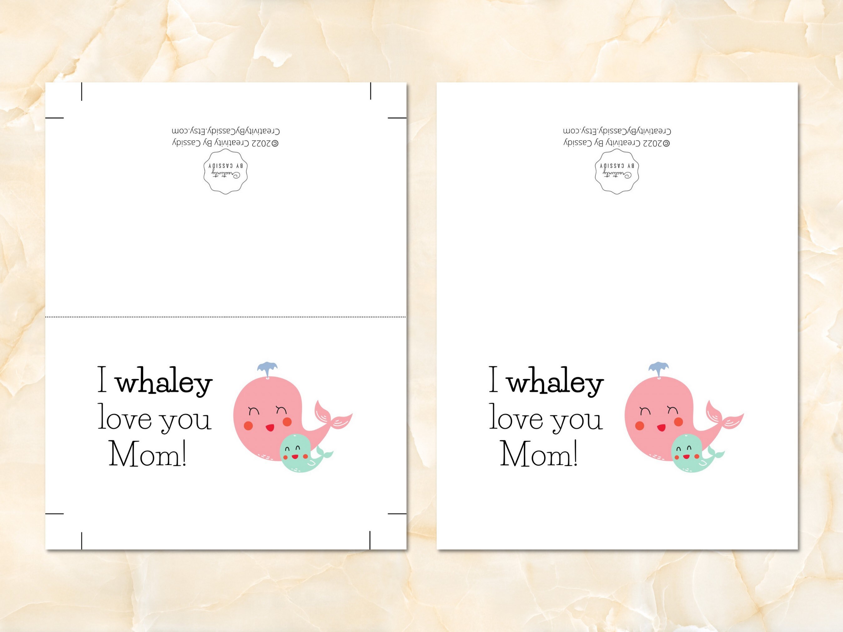 Printable Mother’s Day Card | Funny Cute Whale Animal Cartoon Pun ...