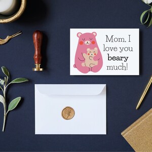 Printable Mother’s Day Card | Funny Cute Bear Animal Cartoon Pun ...
