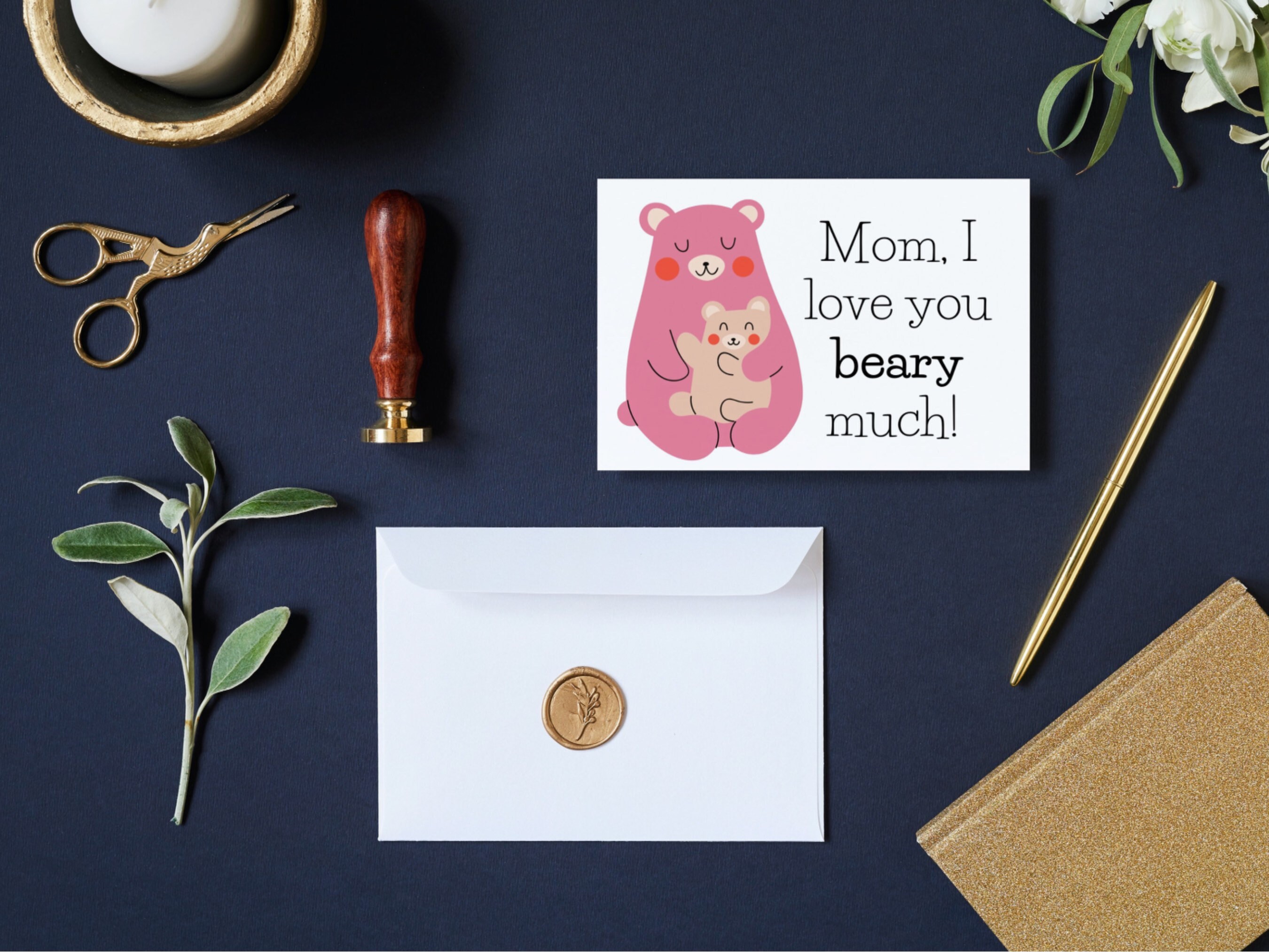 Printable Mothers Day Card Funny Cute Bear Animal Cartoon Pun Birthday ...