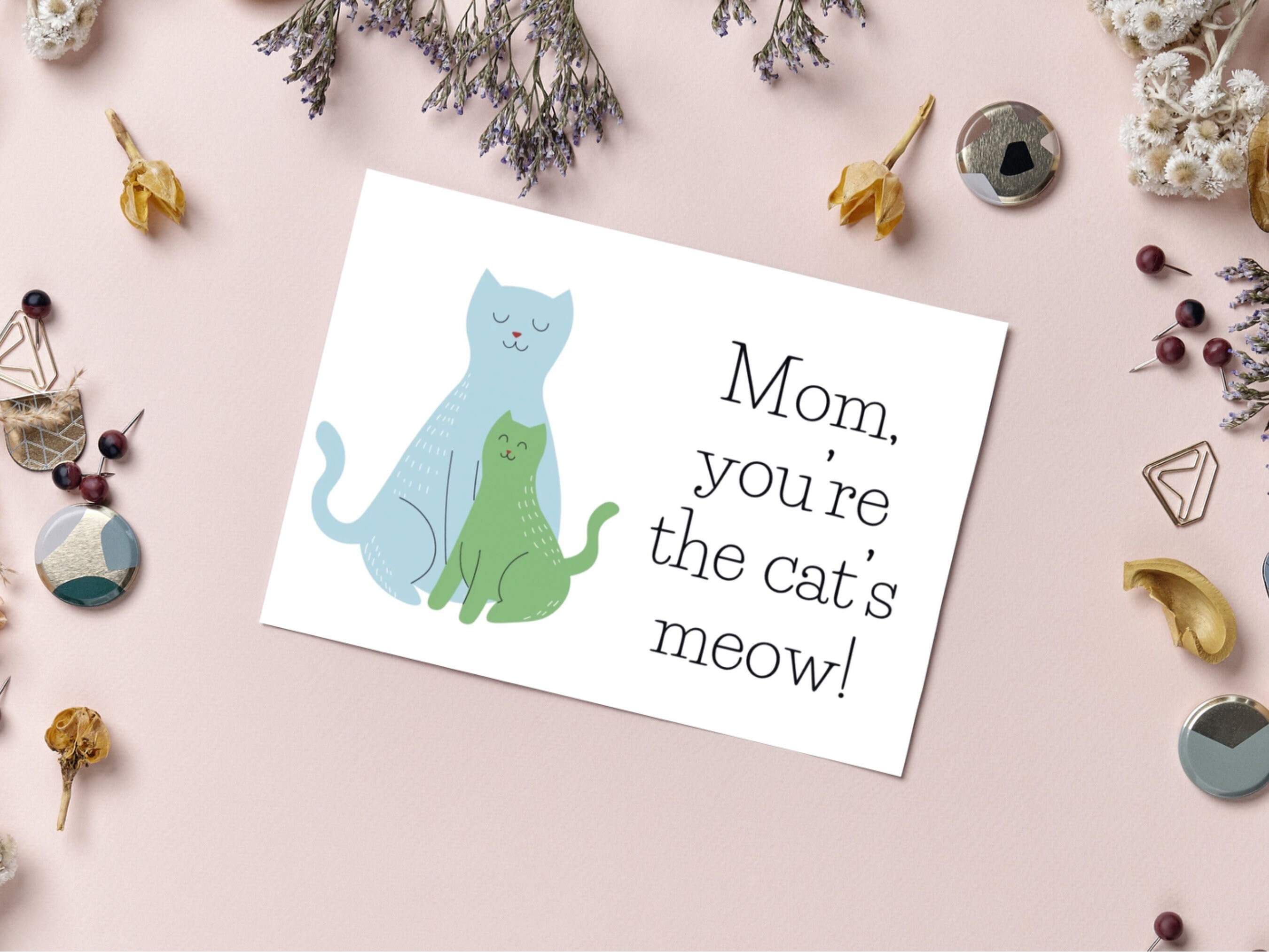 Printable Mother’s Day Card | Funny Cute Cat Animal Cartoon Pun ...