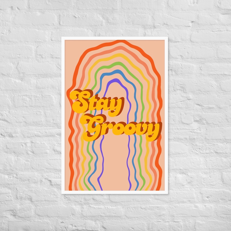 Stay Groovy Retro Rainbow 70s Inspired Printable Picture | Colorful ...