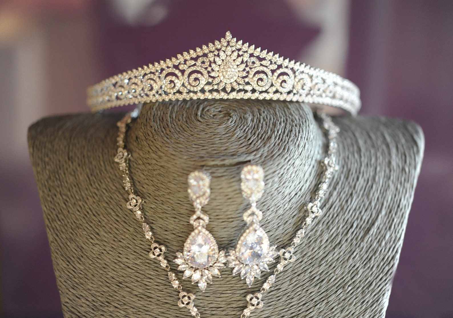 Silver Bridal Jewellery Set With Crystals for Bride Wedding - Etsy