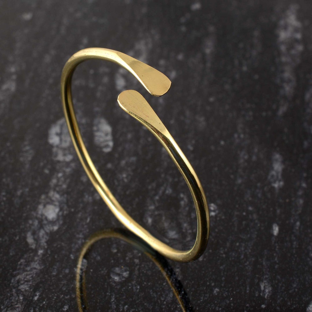 Brass Arm Cuff: Simple Tribal Armlet, Adjustable Gold Band - Etsy
