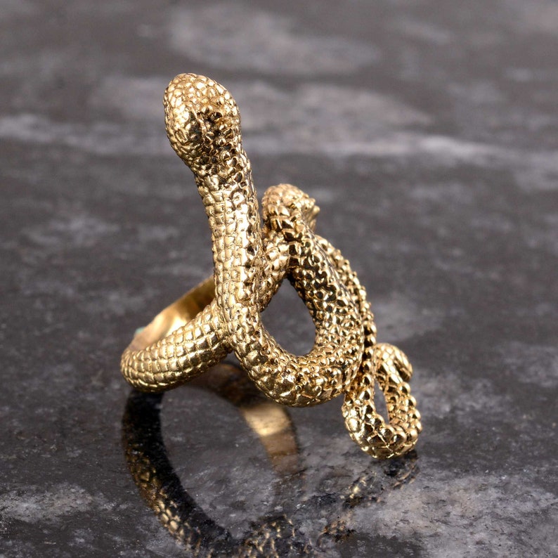 Vintage Classic Golden Snake Ring, Gothic Serpent Ring, Men Adjustable ...