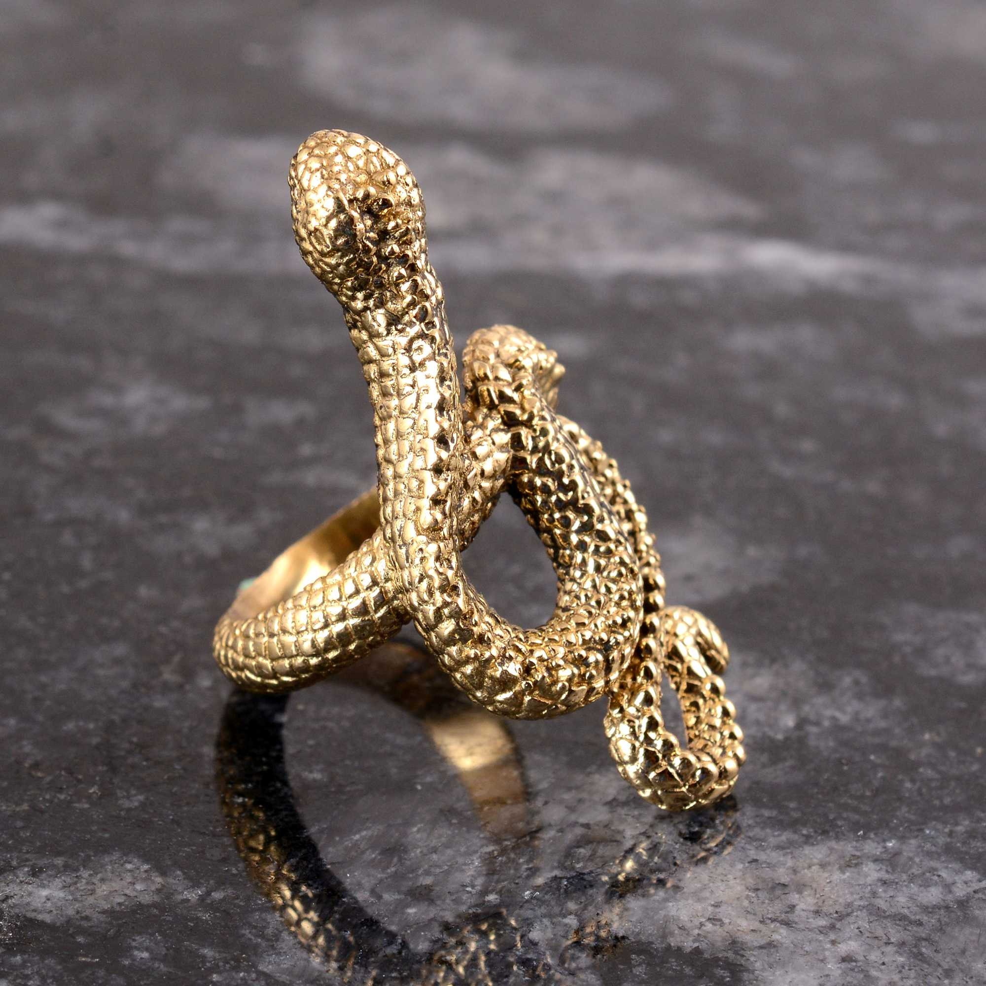 Vintage Classic Golden Snake Ring, Gothic Serpent Ring, Men Adjustable ...