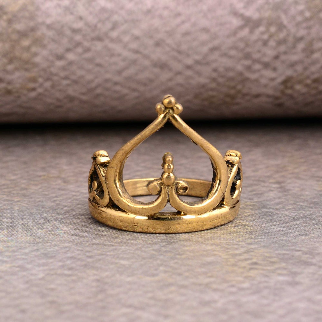 Gold Heart Crown Ring: Handmade Brass Tiara Ring - Etsy
