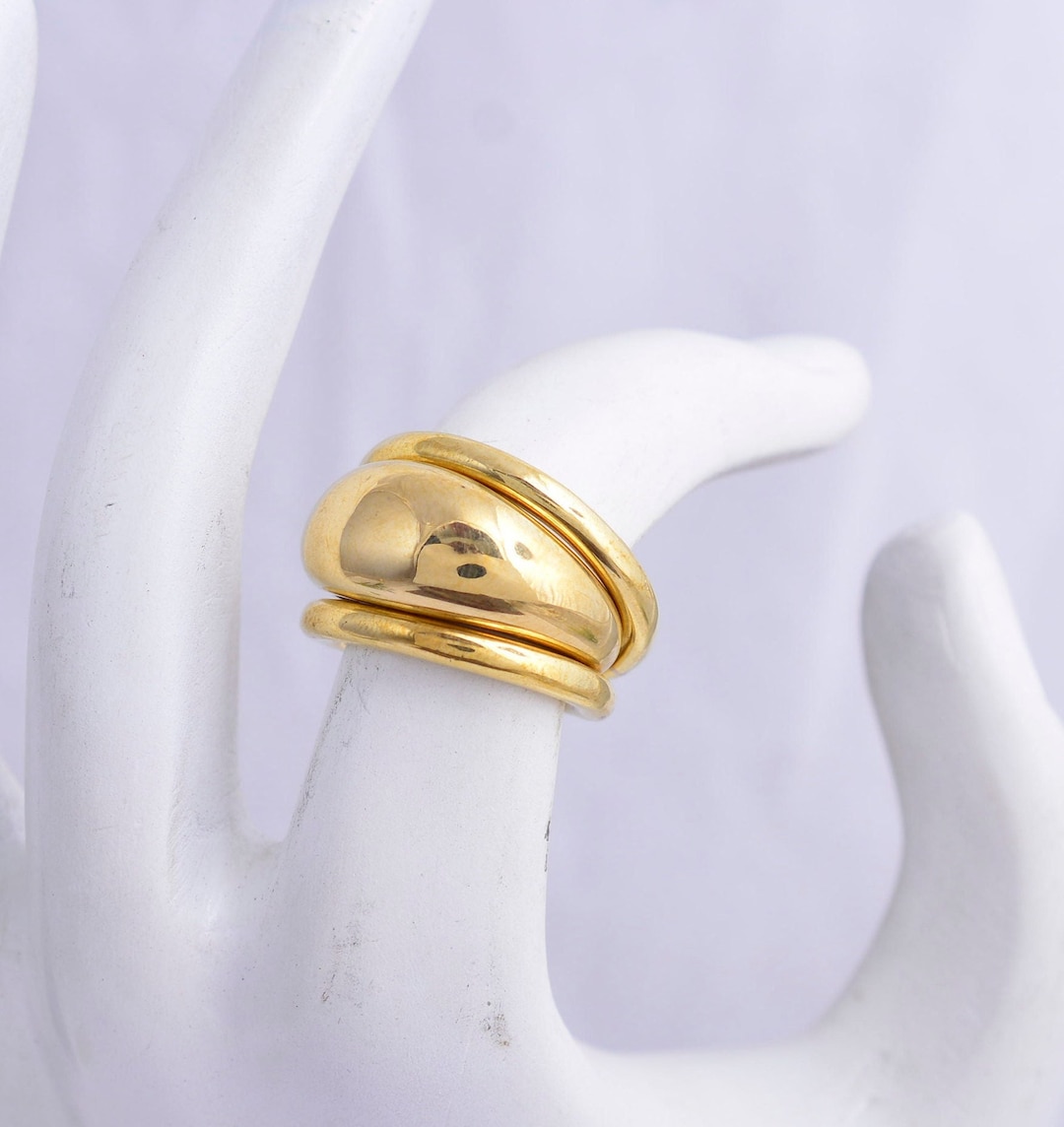 Gold Dome Ring, Minimalist Ring, Small Gold Ring, Brass Band Ring ...