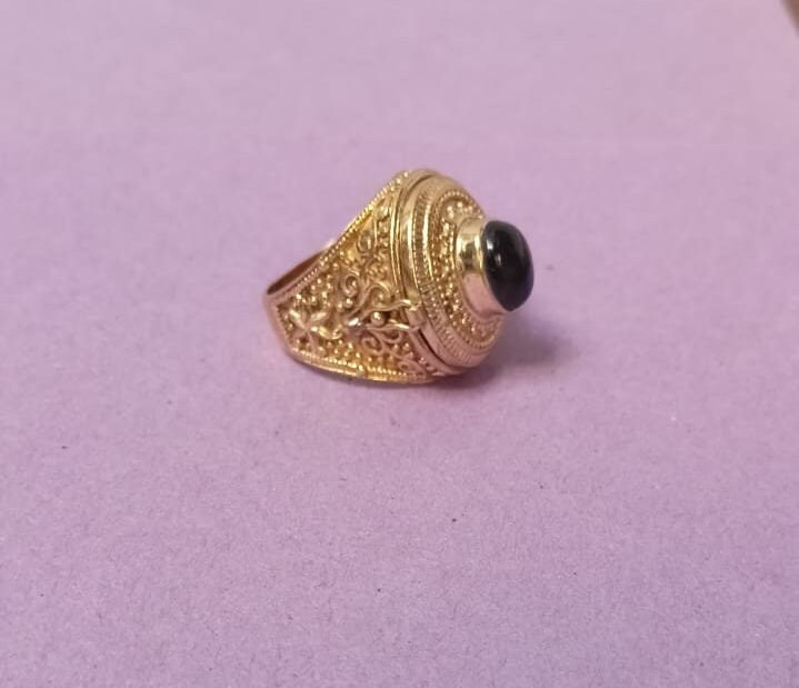 Black Obsidian Poison Ring Secret Box Ring Pill Box Ring - Etsy