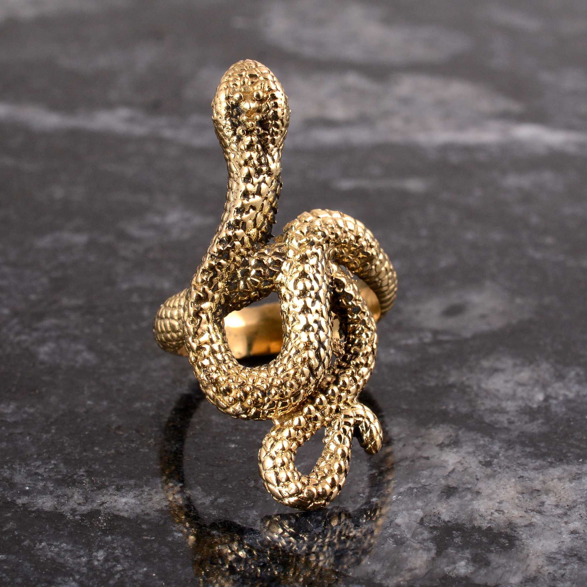 Vintage Classic Golden Snake Ring, Gothic Serpent Ring, Men Adjustable ...