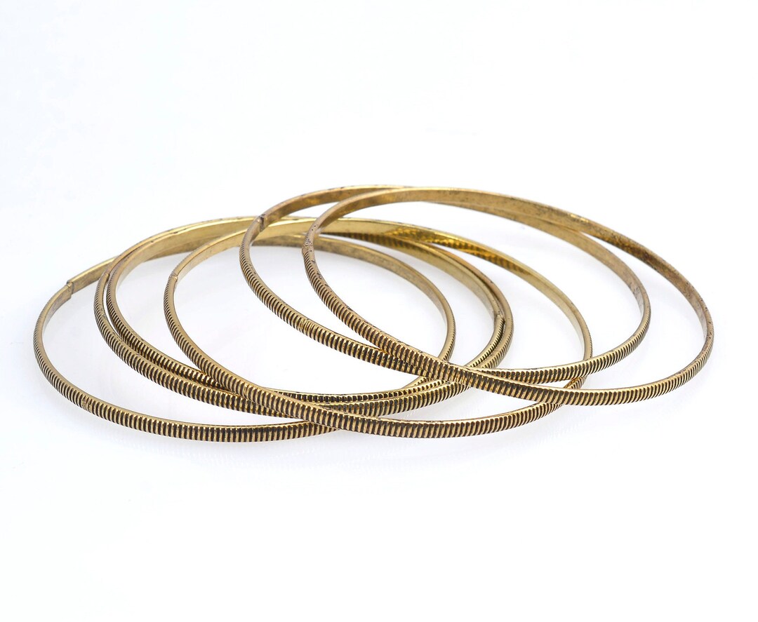 Gold Stacking Bangles, Set of 6 Stacking Bracelets, Handcrafted Bangle ...