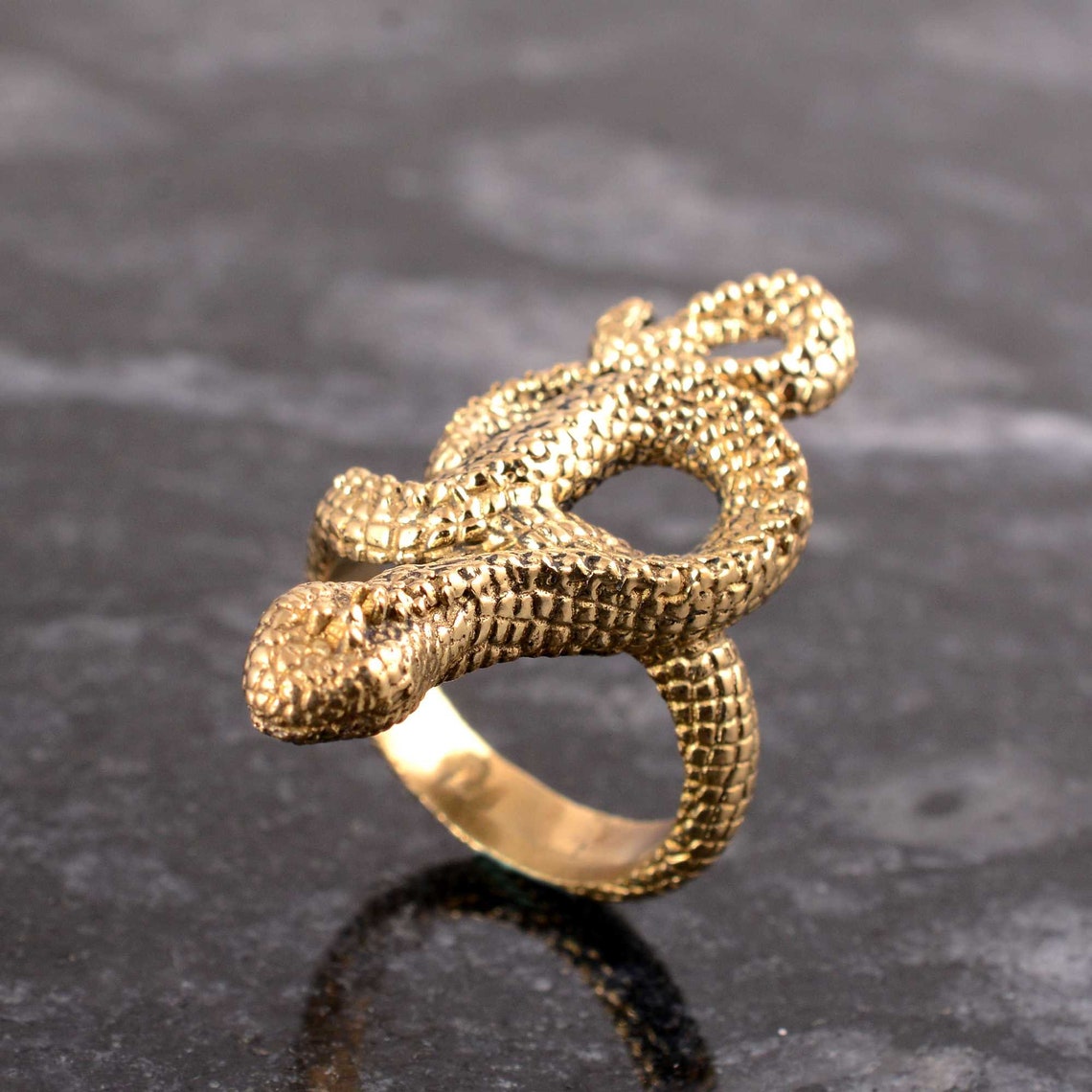 Vintage Classic Golden Snake Ring, Gothic Serpent Ring, Men Adjustable ...